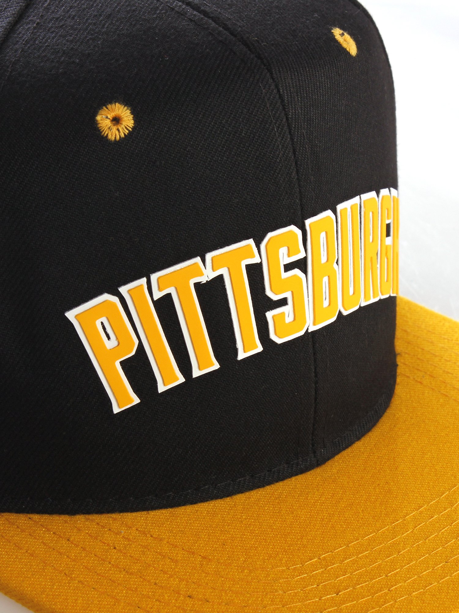 Original Snapback Custom American Cities State Letters Ajustable Flat Visor Cap (Pittsburgh Black Gold, White Gold)
