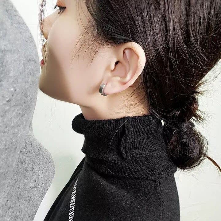Stud Stainless Steel Earrings,Non Pierced Ear Clips for Men Women,Cross Dangle Hoop Earrings Unisex Gauges Clip on Earring(6PCS)