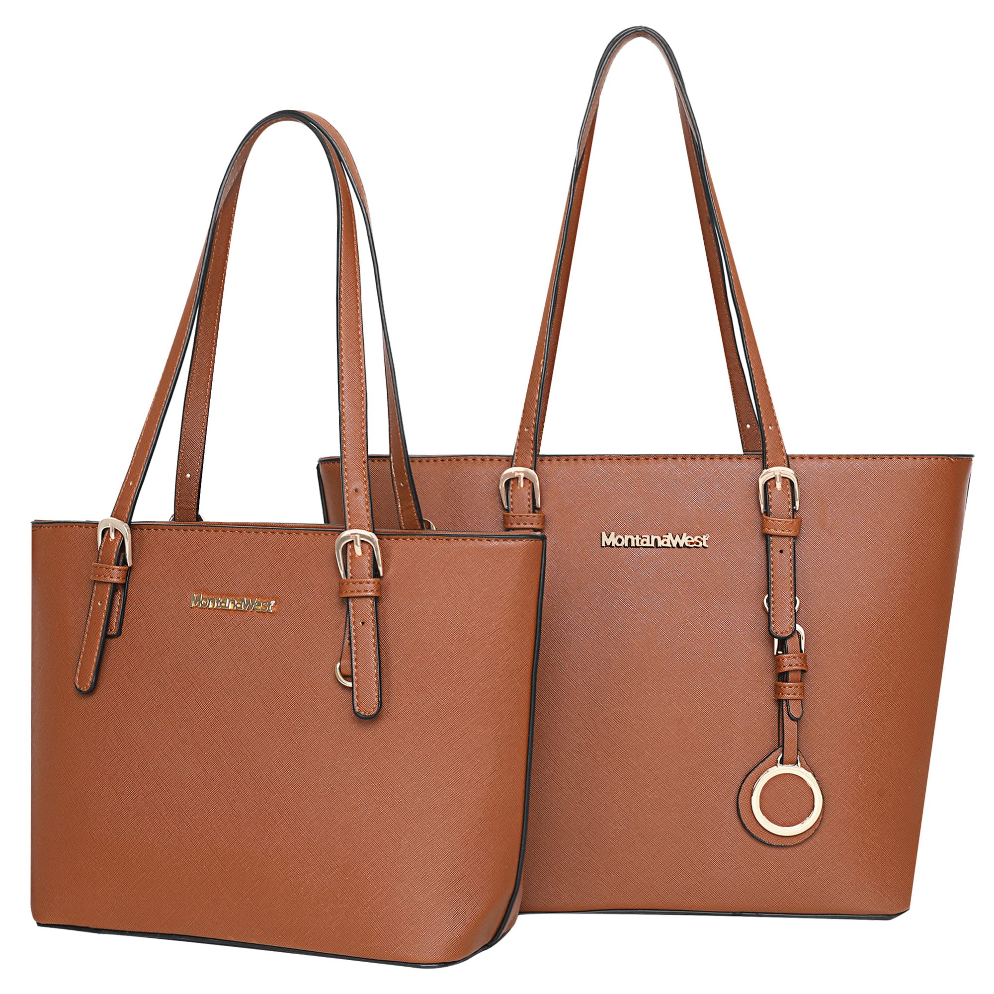 Montana West Tote Handbag for Women Vegan Leather Shoulder Bag Large and Medium 2PCS Purses Set MWC2-G030BR