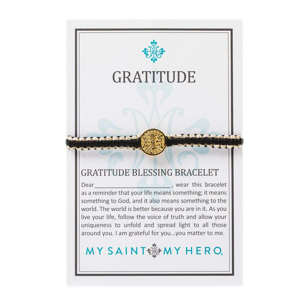 My Saint My Hero Gratitude Bracelet - Black/Gold Metallic