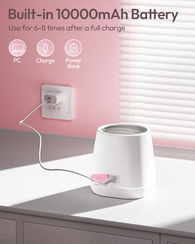 Portable Bottle Warmer, w-maxa Fast Baby Bottle Warmer for Travel with Glass Bottle & 4 Adapters, Rechargeable Bottle Warmer On The Go with Precise Temperature Control for Breastmilk, Formula