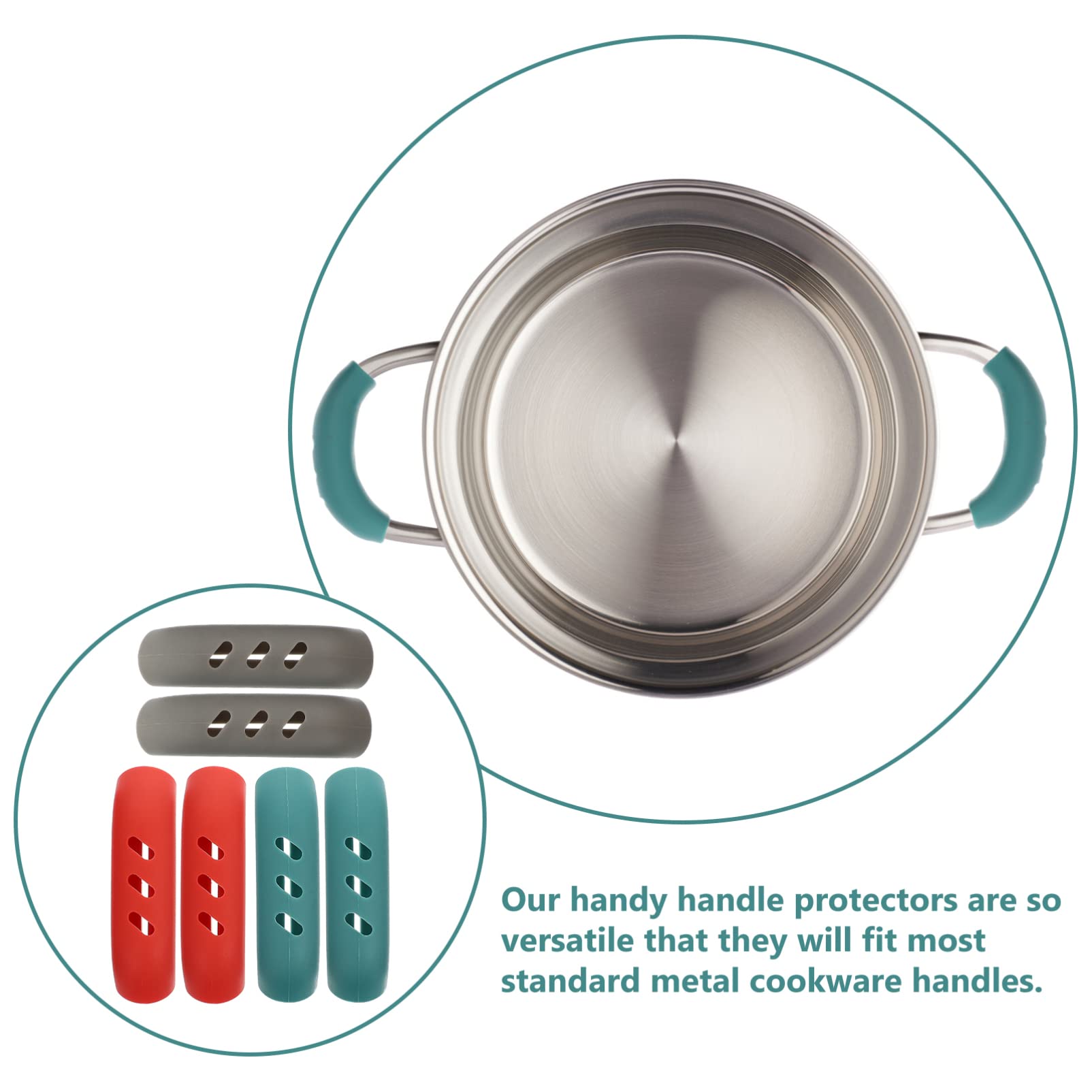 UPKOCH 24pcs Hot Handle Holder Silicone Assist Pan Handle Sleeve Pot Holders Heat-Resistant Cast Iron Skillets Handles Grip Covers for Skillets Frying Pans Casserole Gray Red and Green