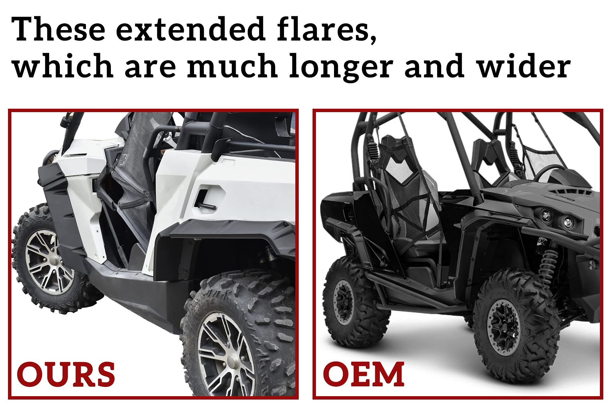 SAUTVS Extended Fender Flares Mud Flaps Wider XXL Mud Guards Extension for Can-Am Commander & Commander Max 800 1000 2011-2020 Accessories (8PCS, Replace 715002451, 715001013)