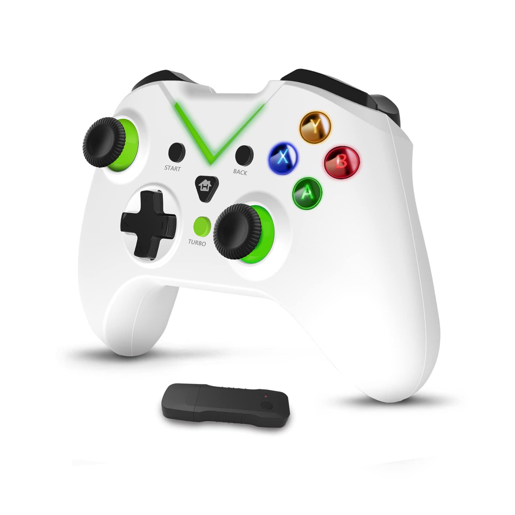 vebesco Xbox Controller - Turbo Gaming Controller, 2.4GHz Wireless High Data Rate Connection, Built with 2 Vibration Motors, Compatible with Xbox one, Xbox Series and PC Windows 7/8/10/XP, white