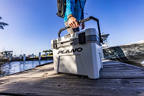 Plano Frost 21-Quart Hard Cooler, Includes Dry Basket, Small, White and Black, Durable, Insulated Ice Chest for Camping, Fishing, and Tailgating