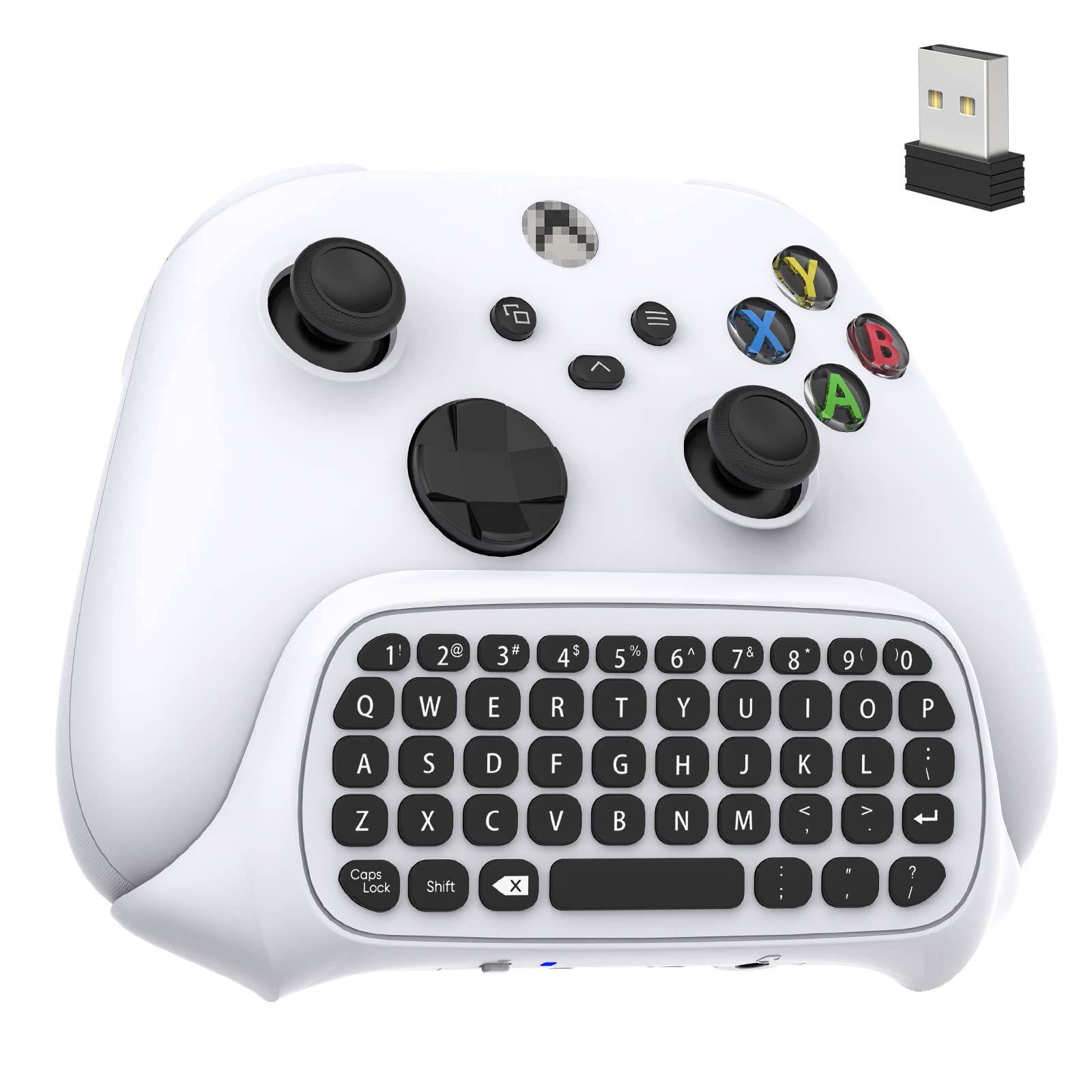 Wireless Keyboard for Xbox One/S, for Xbox Series X/S Controller, Mini Chatpad Message Controller Keyboard Built-in Speaker with 2.4G Receiver & 3.5mm Audio Jack for Xbox Series X/S/One/S (White)