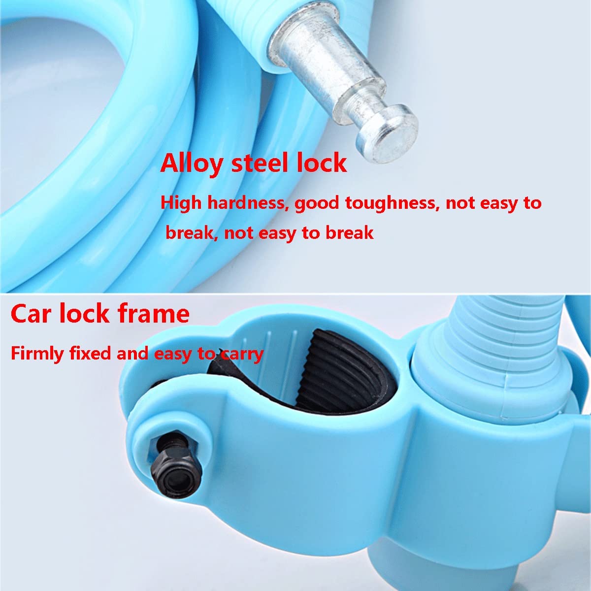 UFFD Bike Lock, Bike Locks Cable Lock Coiled Secure Keys Bike Cable Lock with Mounting Bracket,0.4 Inch Diameter (Color : Yellow, Size : 1.2mX10mm)