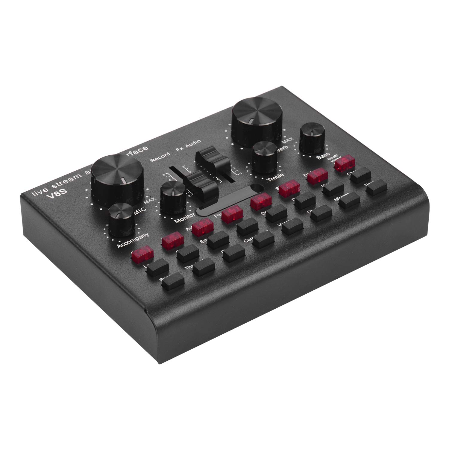 summina Live Streaming Sound Card, Multifunctional Live Sound Card, USB Bluetooth Audio Card, Audio Interface Mixer Voice Device DJ Karaoke Equipment with Adjustable Volume 16 Effects