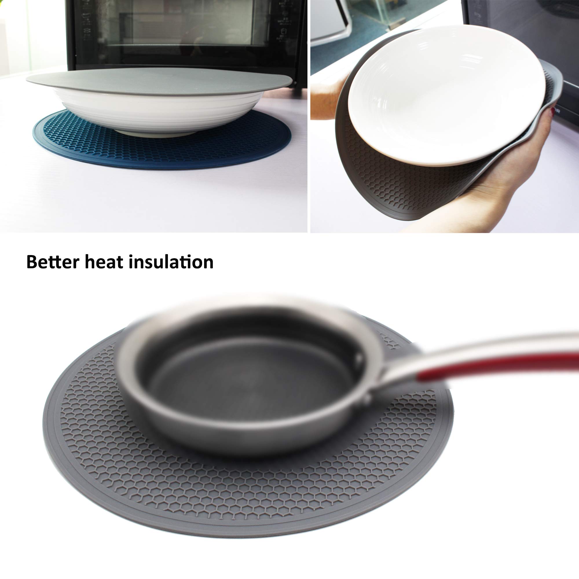 Tongjude Silicone Microwave Mat - 11.7" x 11.7" - Protect From Spill Overs, Non-Slip Silicone Trivet Mats, Hot Pot Holders, Jar Opener,Silicone Drying Mat, Dishwasher Safe