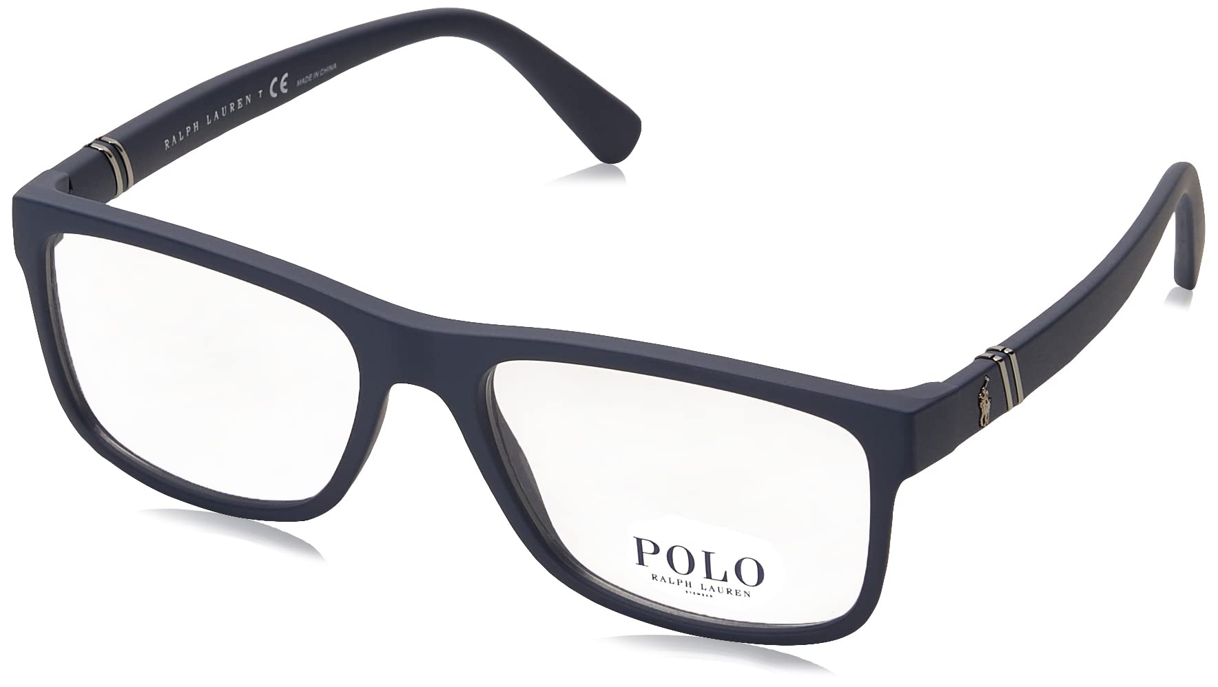Polo Ralph Lauren Men's PH2184 Rectangular Prescription Eyewear Frames, Matte Navy Blue/Demo Lens, 55 mm