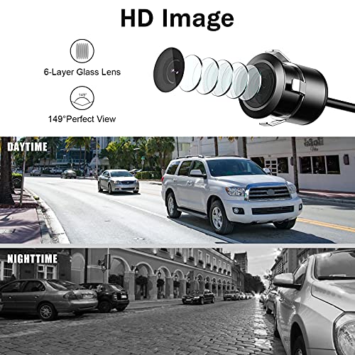 SAMFIWI Backup Camera with Dynamic Moving Guide Line, Waterproof Night Vision Rear View Camera Built-in HD Sensor Suitable for Truck/Pickup Truck/Car(2 Installation Options)