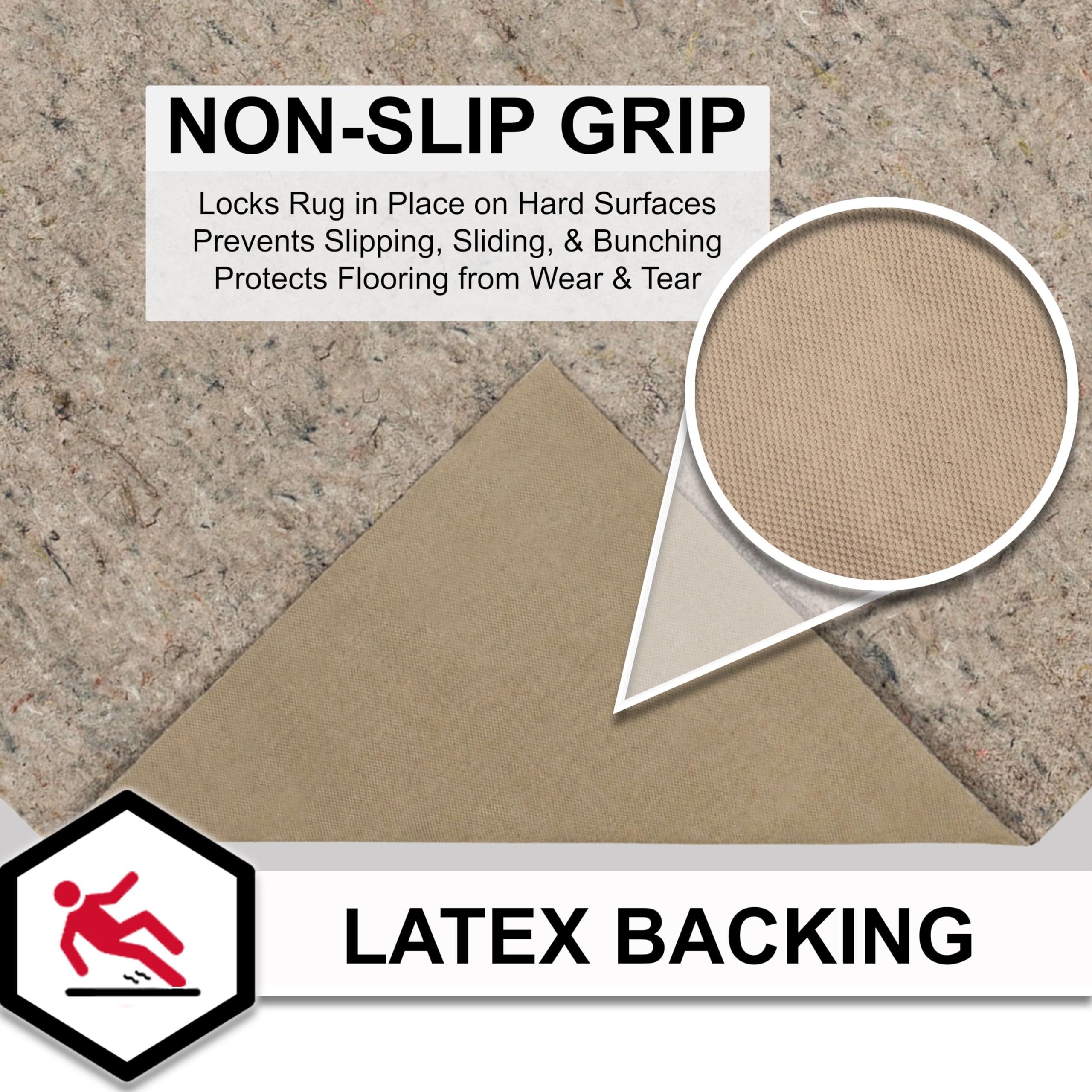 Mohawk Home 9' x 12' Non Slip Rug Pad Gripper 1/4 Thick Dual Surface Felt + Rubber Gripper - Safe for All Floors