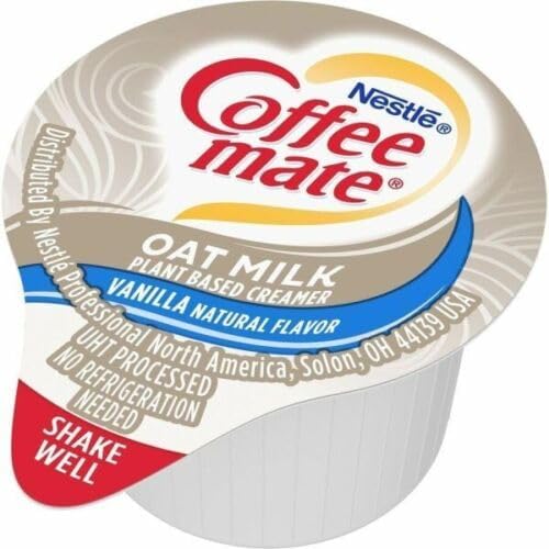 Nestle Coffee Mate Oat Milk Flavor Creamer, Single Serve Portions, 50 singles/box in an Aizonify cardbox