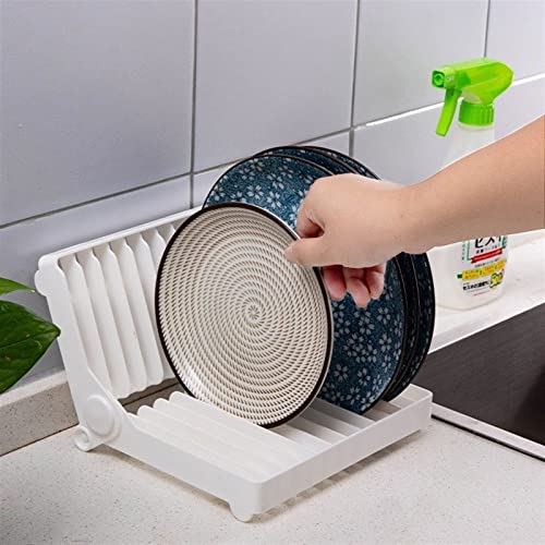 OUSHOP Dish Rack Foldable Dish Plate Drying Rack Kitchen Organizer Plastic Storage Holder Cooking Dish Pan Stand Kitchen Dish Bowl Drainer Holder
