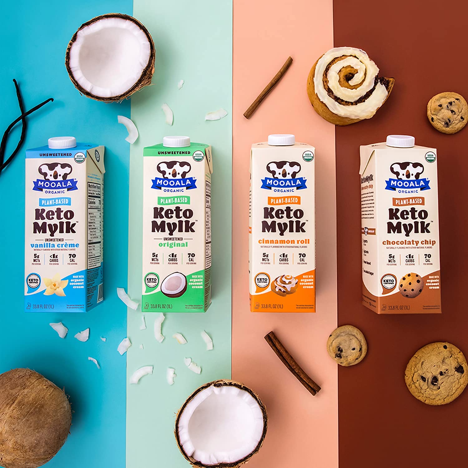 Mooala - Organic Original Keto Mylk, 1L (Pack of 6) β Shelf-Stable, Non-Dairy, Gluten-Free, Soy-Free, Plant-Based Milk With