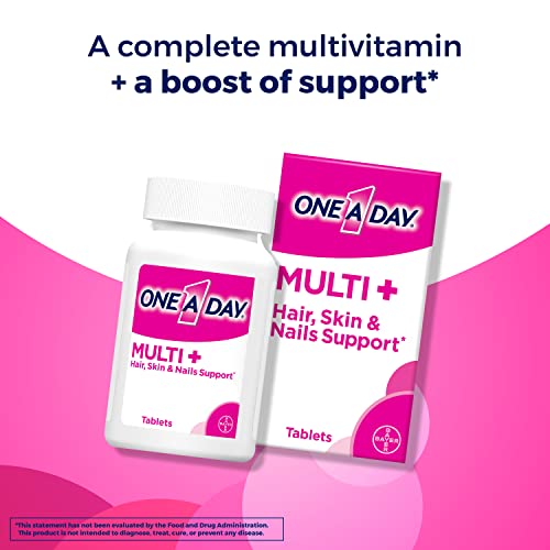 One A Day Multi+ Hair, Skin, & Nails Complete Multivitamin Tablet, A Boost of Support for Healthy Hair, Skin & Nails with Biotin and Vitamin A, C, Vitamin E & Zinc, 120 Count (4 Months Supply)