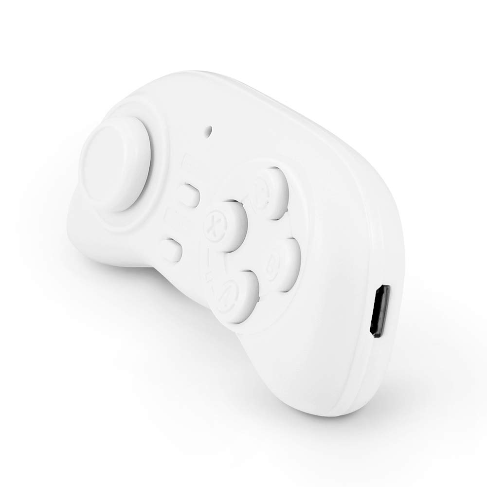 PL-608 Mini Bluetooth Gamepad, Portable Wireless Bluetooth Gaming Controller with Remote Shutter Multimedia Controller, for Mobile Phone, Tablet and PC(White)