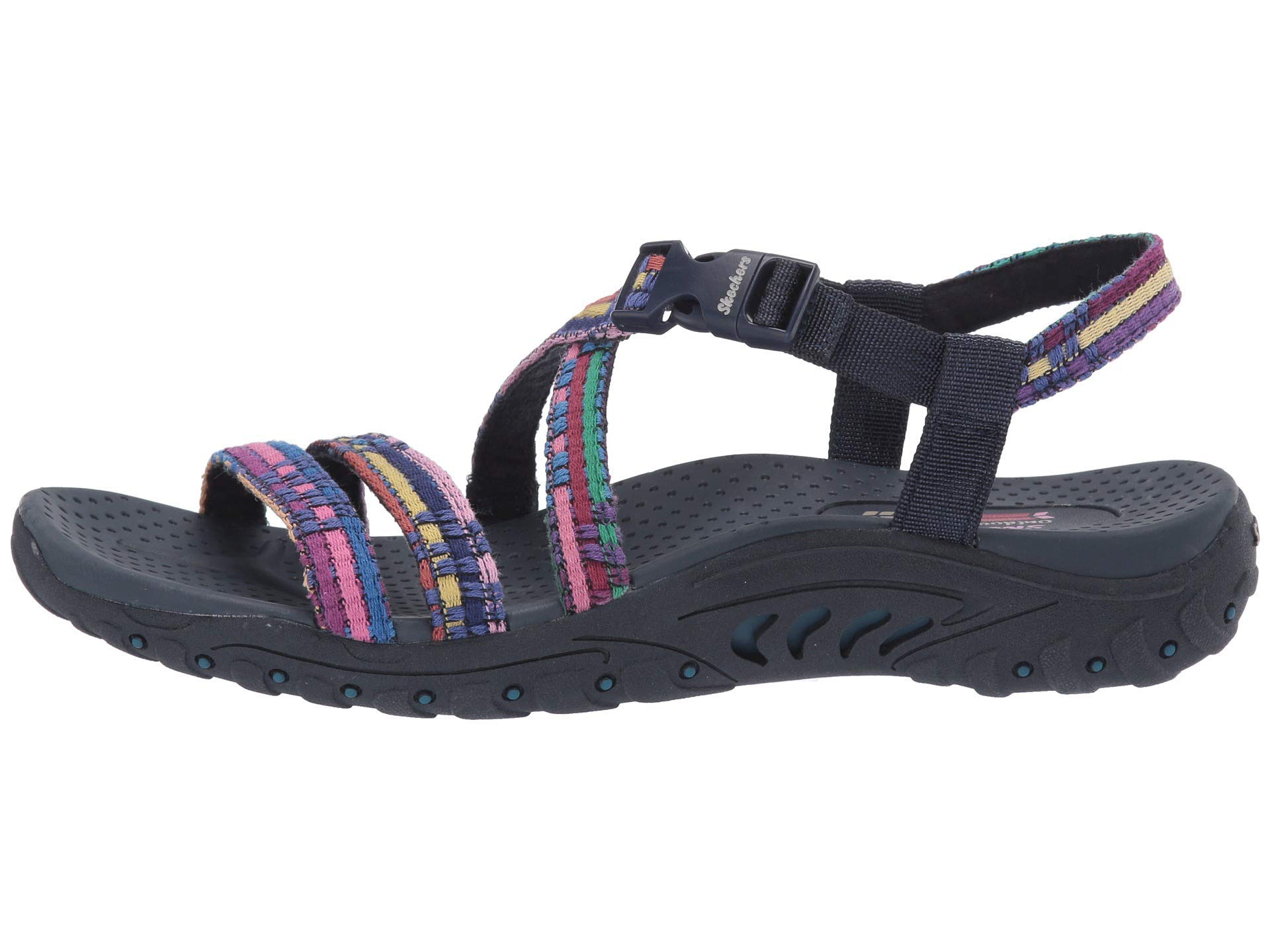 Skechers Women's Reggae-Sew Me-Boho Woven Strappy Slingback Sandal, Navy Multi, 8.5