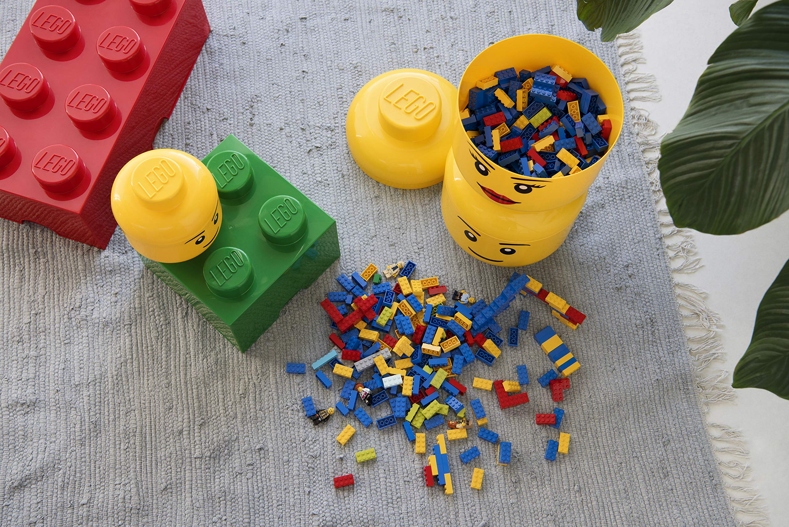 Room Copenhagen Lego Storage Head, Large, Boy, 9-1/2 x 9-1/2 x 10-3/4 Inches, Yellow (4032)