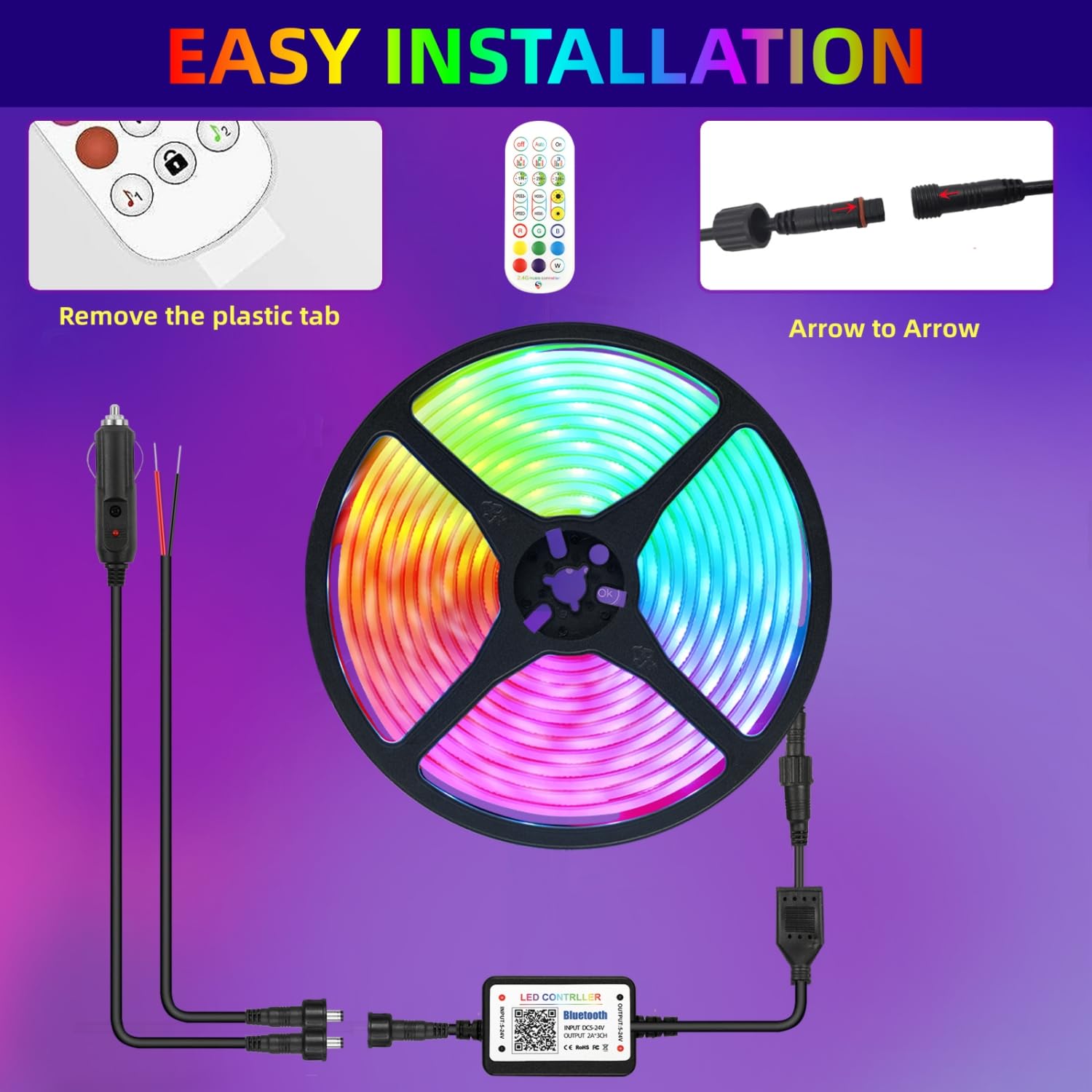 ROLiGHTiC LED Boat Light Kit, 33FT Marine Pontoon Lights, RGB Color Changing Led Strip Lights, IP65 Waterproof Boat Interior Lights, Under Gunwale Light, Boat Deck Light