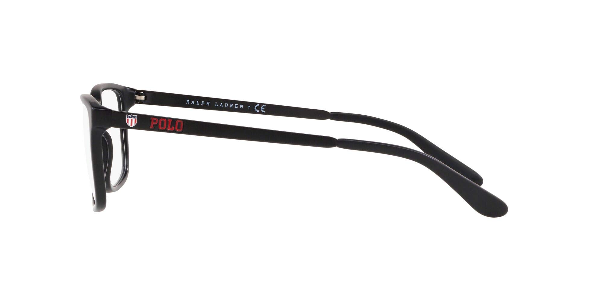 Polo Ralph Lauren Men's PH2202 Rectangular Prescription Eyewear Frames, Matte Black/Demo Lens, 55 mm