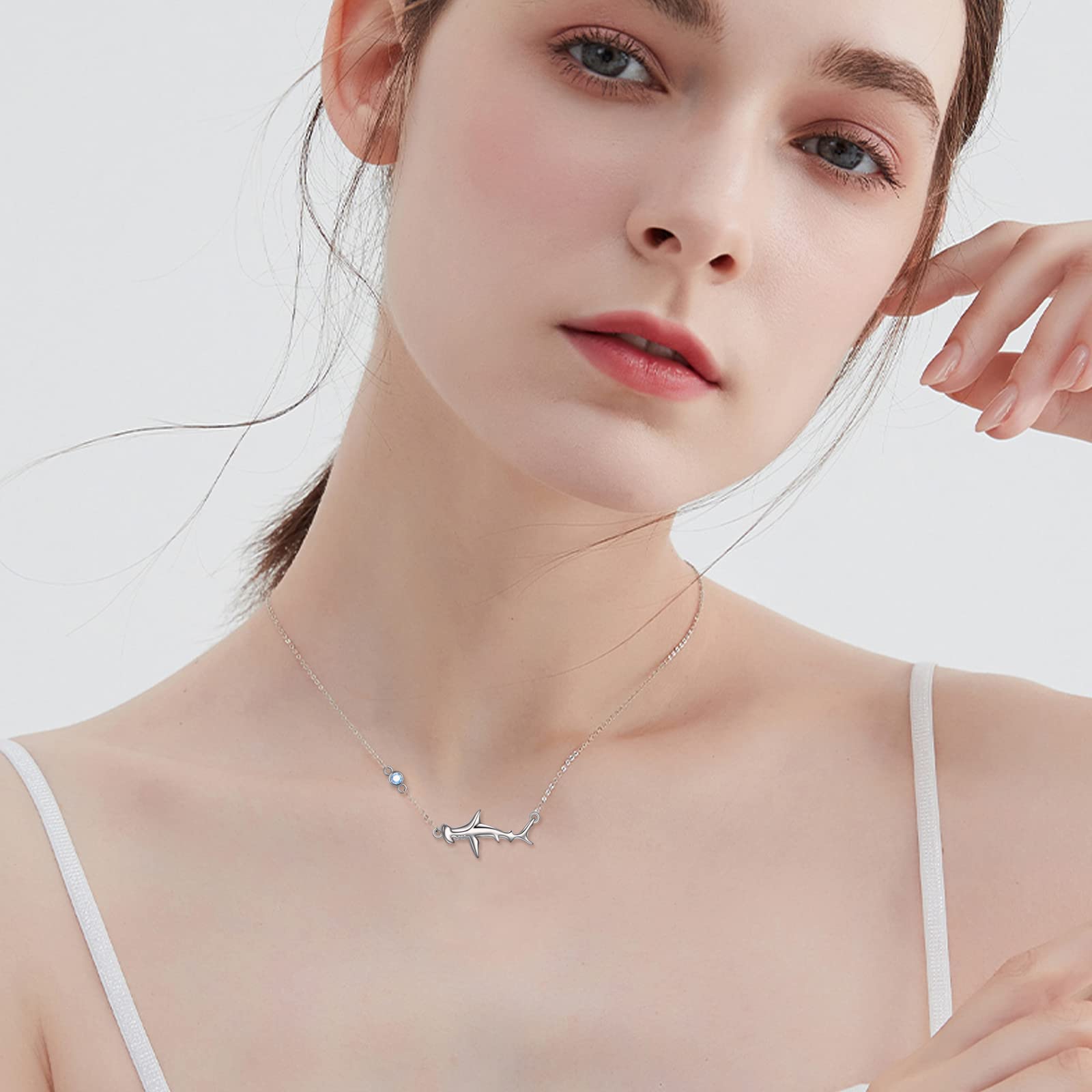 YAFEINI Hammerhead Shark Necklace Sterling Silver Pendant Shark Jewelry Gifts for Diver Women