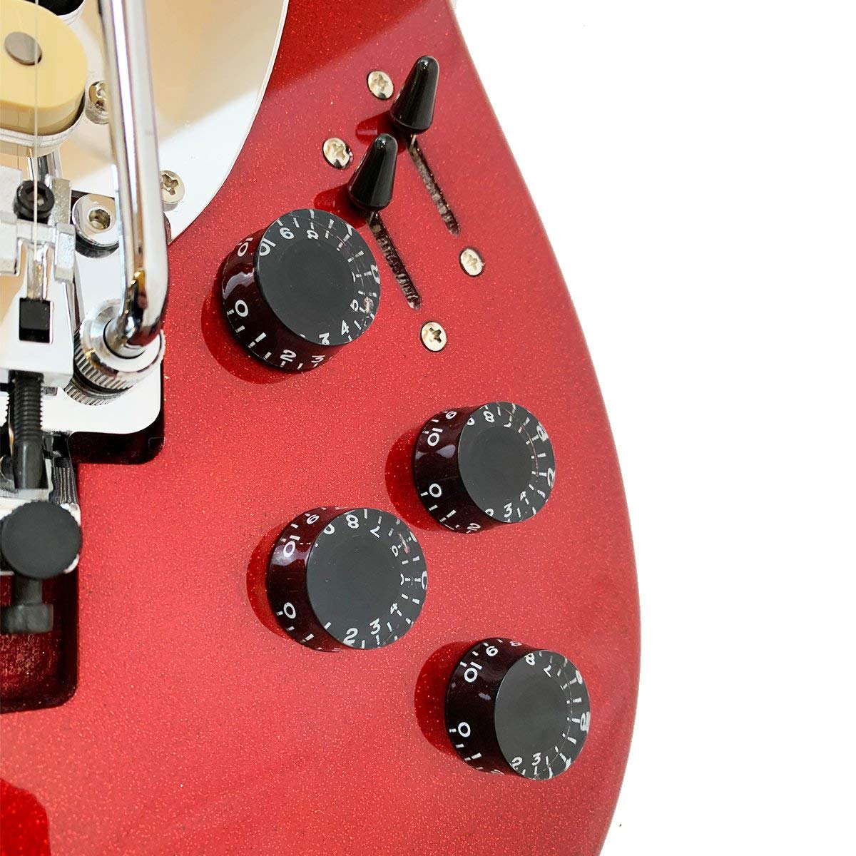 Sawtooth 6 String ES Hybrid Blood Red Sparkle Electric Guitar Designed by Michael Angelo Batio w Gig Bag and Accessories, Right, (ST FL-BRS-KIT)