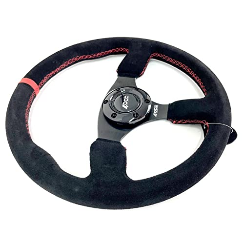 OCC MOTORSPORT FLAT BOTTOM STEERING WHEEL REVENGE MODEL ALCANTARA BLACK ARMS - CAR FLAT DISH STEERING WHEEL - 350MM (14 INCH)