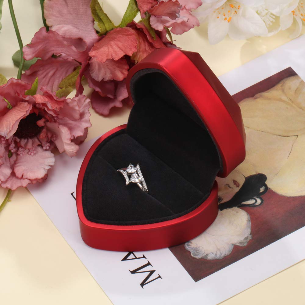 Personalized Love Heart Promise Rings for Her Couples Engagement Name Ring for Women Mothers Ring with Cubic Zirconia Simulated Birthstones (10)