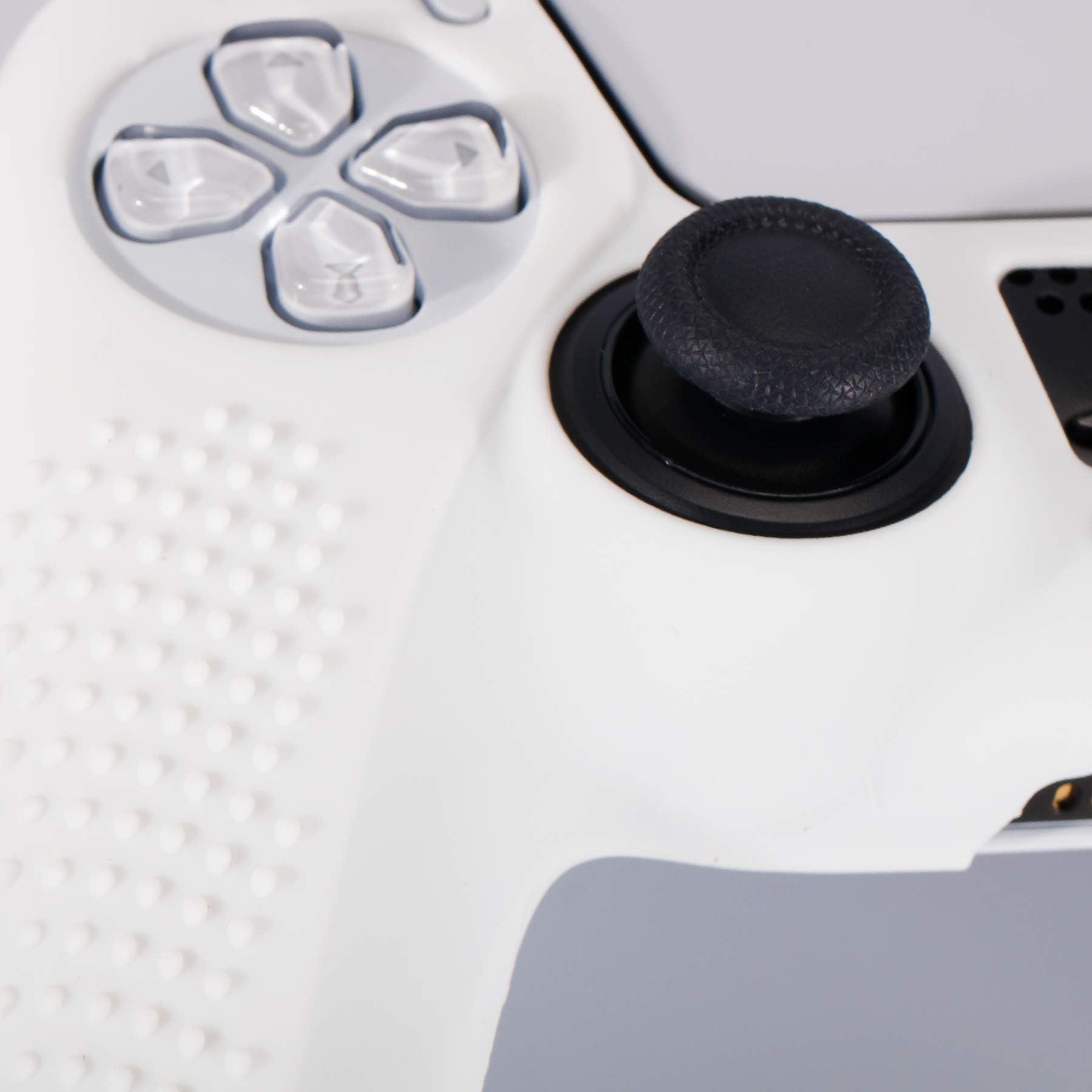 Playrealm Soft 3D Dots Silicone Skin Cover x 1 & Thumb Grips x 8 for PS5 Dualsenese Controller (White)