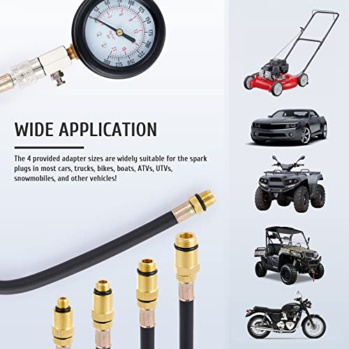 Orion Motor Tech Compression Tester, 8pcs Engine Compression Tester Small Engine Compression Gauge with Adapters for Cars Trucks Motorcycles Marines ATV UTV Snowmobiles