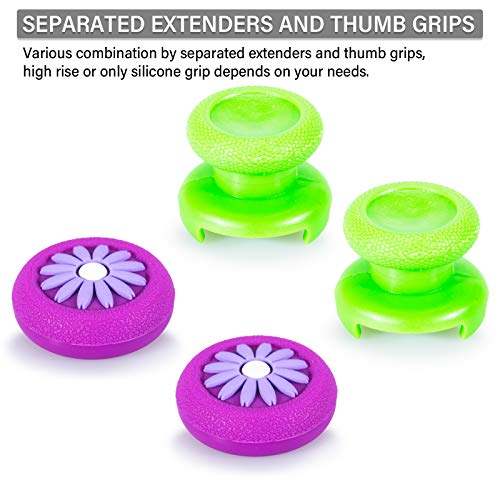 Playrealm FPS Thumbstick Extender & 3D Texture Rubber Silicone Grip Cover 2 Sets for Xbox Series X/S & Xbox One Controller(Daisy Purple)