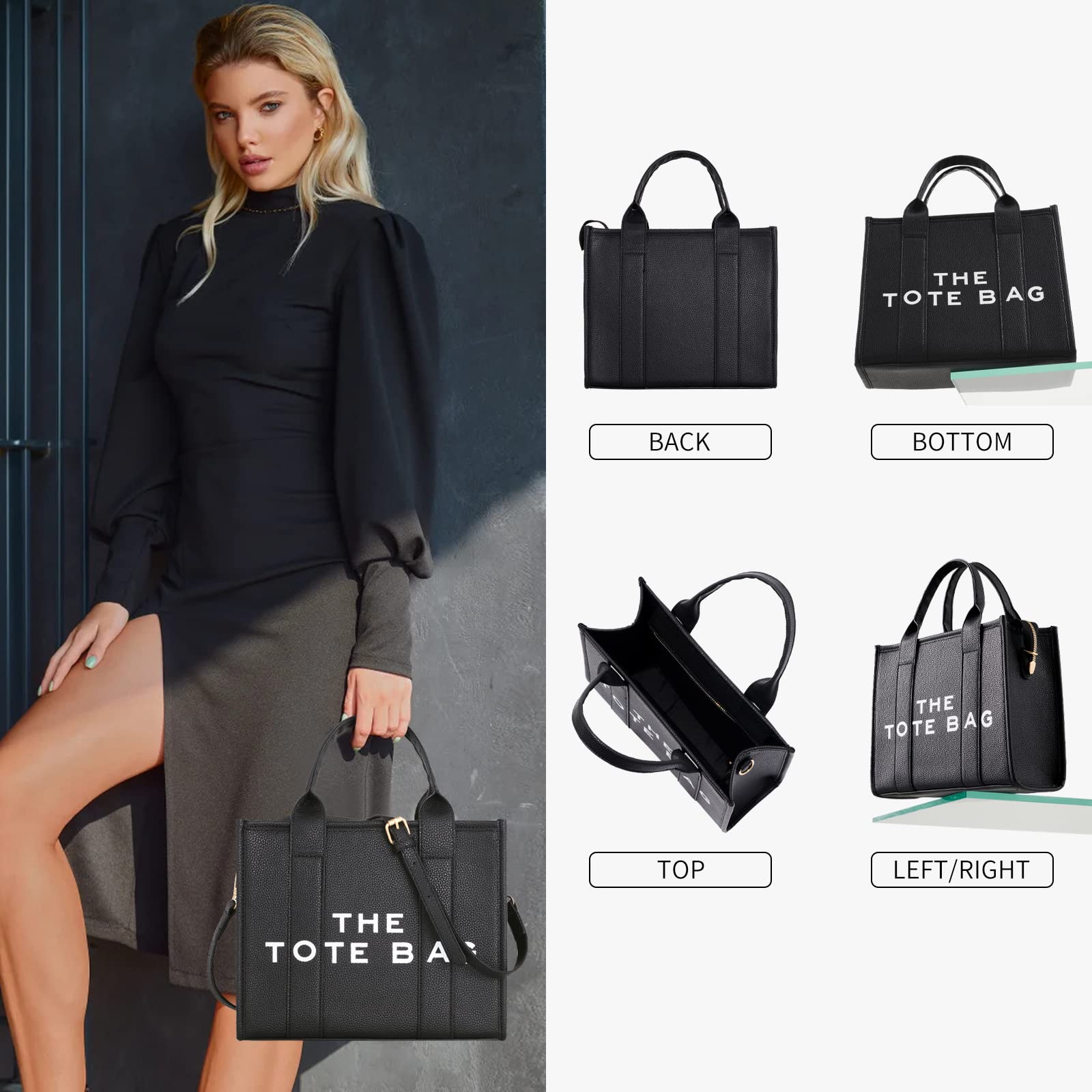 Ocebay The Medium Tote Bag for Women or Men - The Popular of Classic Elements for Years to Come (Medium, Light black)