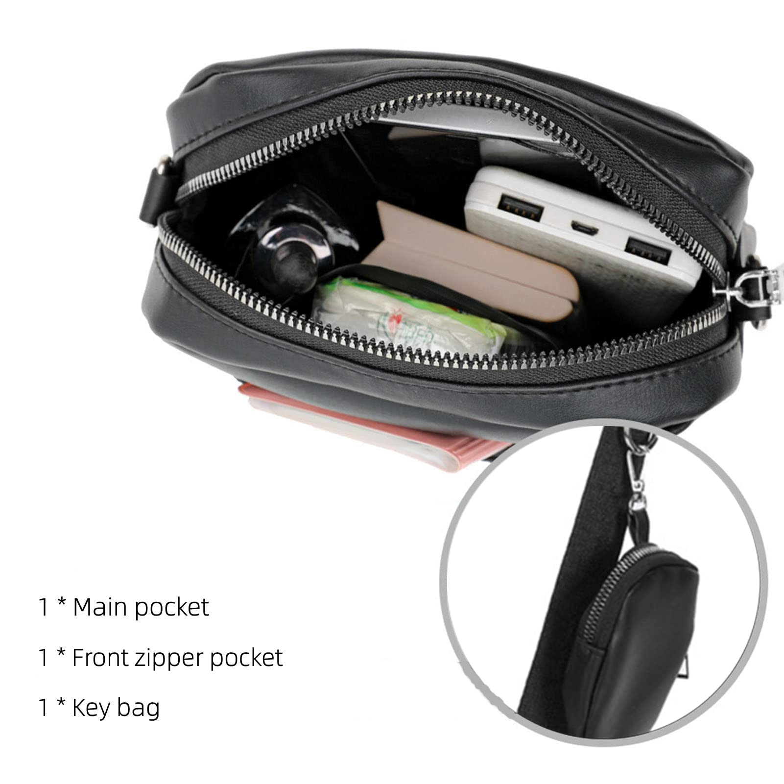 WITATAOGE Women's Small Crossbody Bag with Coin Purse Shoulder Bag with Wide Strap Quilted Purses Cellphone Bags Wallet Bag (Black)
