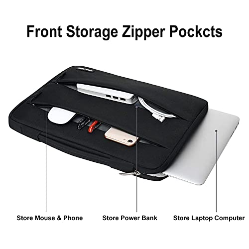 MOSISO 360 Protective Laptop Sleeve Compatible with MacBook Air/Pro,13-13.3 inch Notebook, Compatible with MacBook Pro 14 inch 2023-2021 A2779 M2 A2442 M1 with 2 Horizontal Parallel Pockets&Belt,Black