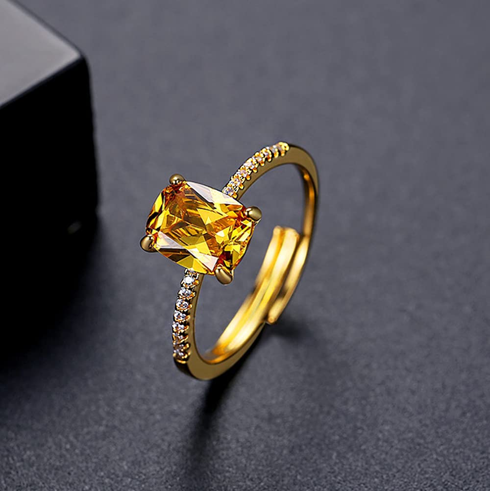Velamnia Band Ring for Women Blue/Green/Yellow Cubic Zirconia Adjustable Engagement Wedding Statement Rings Eternity Ring (Blue)