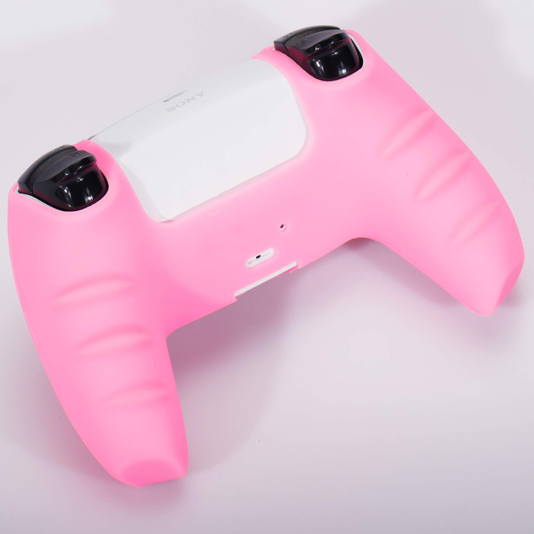 Playrealm Soft 3D Dots Silicone Skin Cover x 1 & Thumb Grips x 8 for PS5 Dualsenese Controller (Pink)