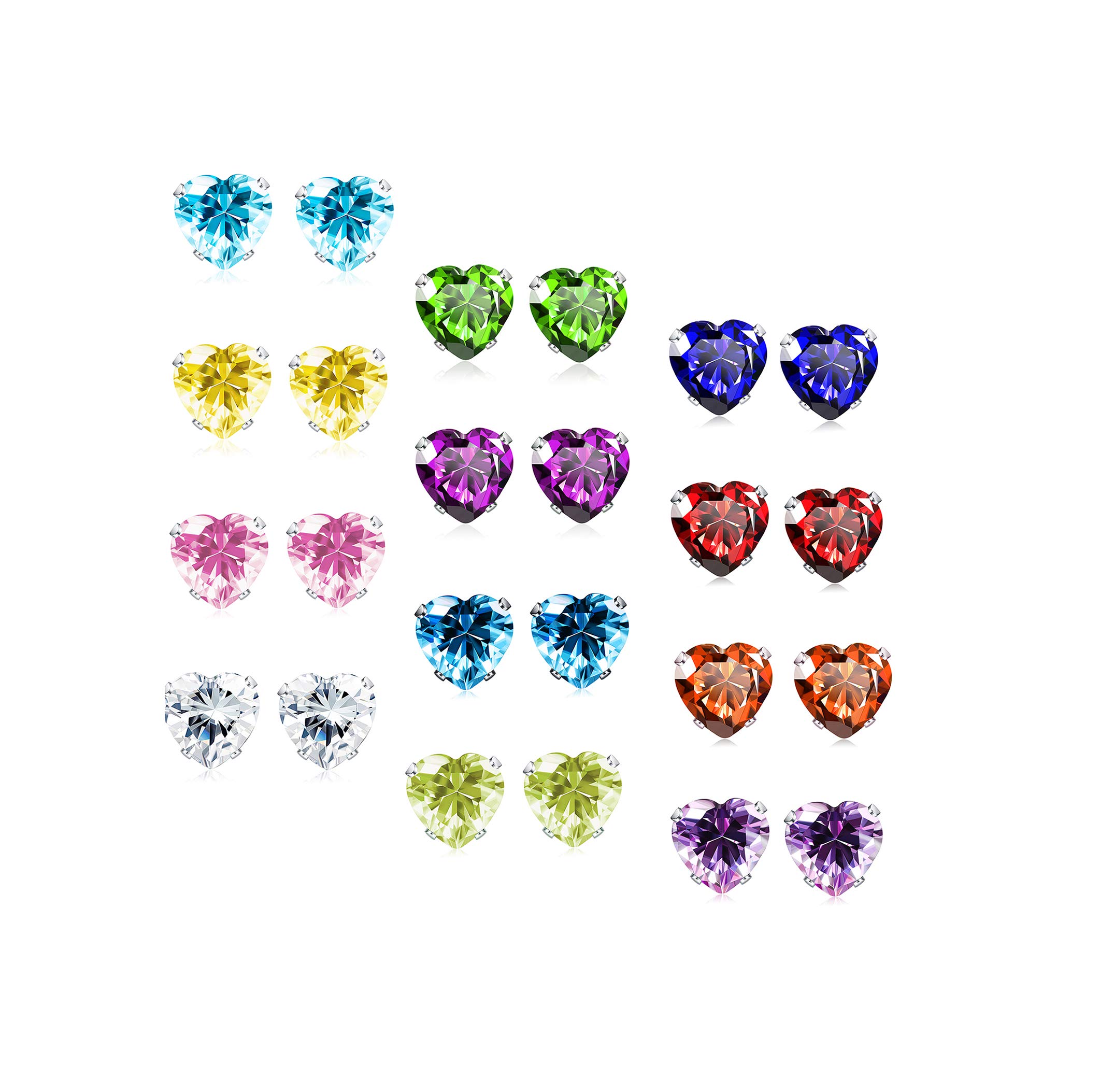ORAZIO CZ Stud Earrings for Women Stainless Steel Cubic Zirconia Cute Heart Earrings Screwback