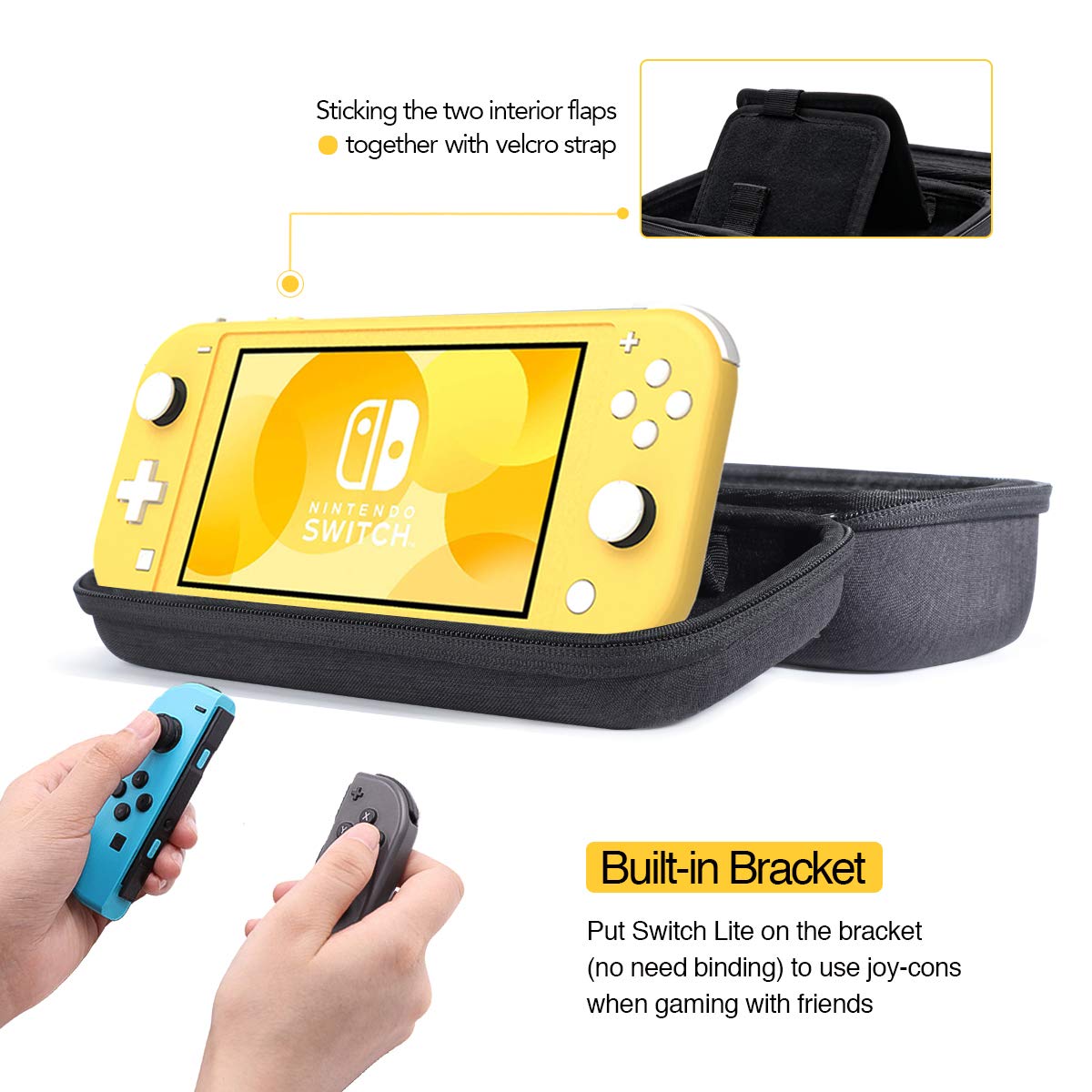 Rayvol Carrying Case for Nintendo Switch Lite, Protective Portable Hard Shell Travel Case Cover with 20 Game Card Slots, Fits AC Adapter Charger, Console and Accessories, [Large Capacity] Color Black
