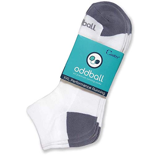 Oddball Performance Running Socks XXL (Men's size 15-18) (3-Pack) (white)