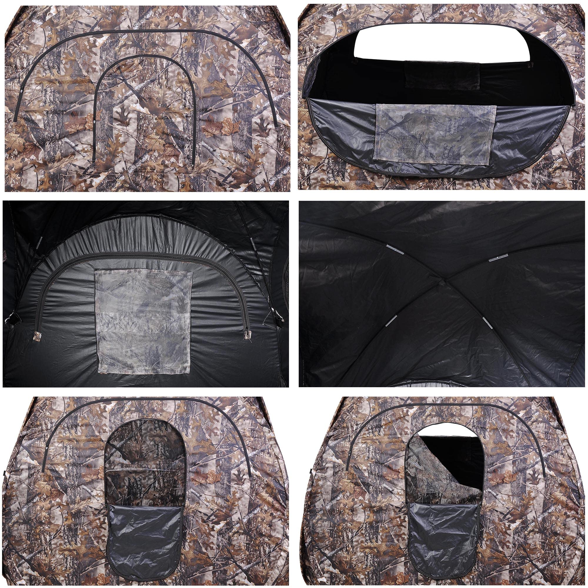 Outdoor Pop-Up Hunting Blind Tent Steel Wire Frame 300D Polyester Fibre Black-Out Interior Bottomless 60" L x 60" W x 68" H Windproof Waterproof US Delivery