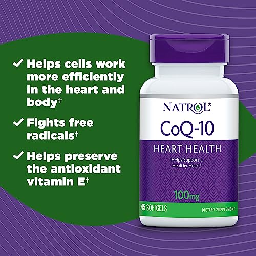 Natrol, CoQ-10 Softgels, Heart Health Dietary Supplement, 100 mg, 45 Count