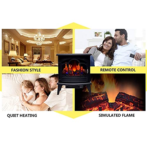 OQHAIR Electric Fire with Surround Mantelpiece Lights with Remote-Controlled Old Electric Fireplace Heater with Wood-Burned Led Light