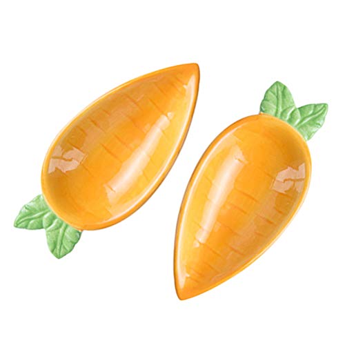 UPKOCH Veggie Platter 2pcs Ceramic Carrot Shape Dishes Dipping Bowls Appetizer Plates Sauce Platter Dinnerware Kids Cutlery