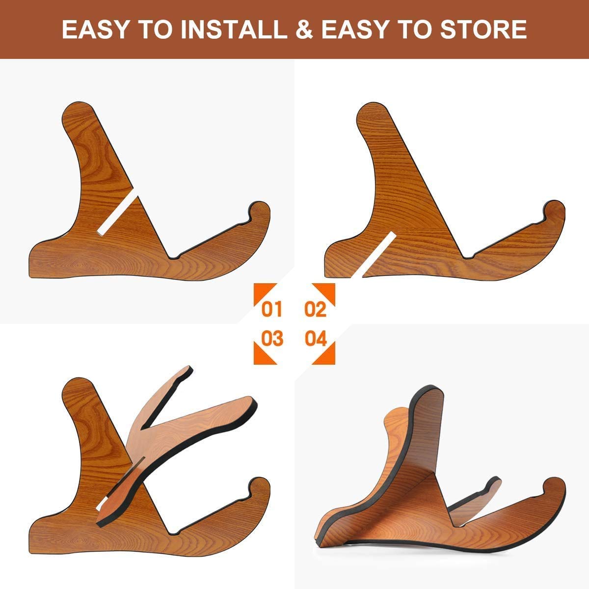 Ukulele Stand, Portable Ukulele Holder with Soft Edge, Wooden X-Frame Sturdy Instrument Stand with Strap, Capo and Strings for Ukulele and Violins