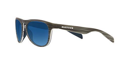 Native Eyewear Sanitas Round Sunglasses, Driftwood/White/Blue/Blue Reflex Polarized, 56 mm