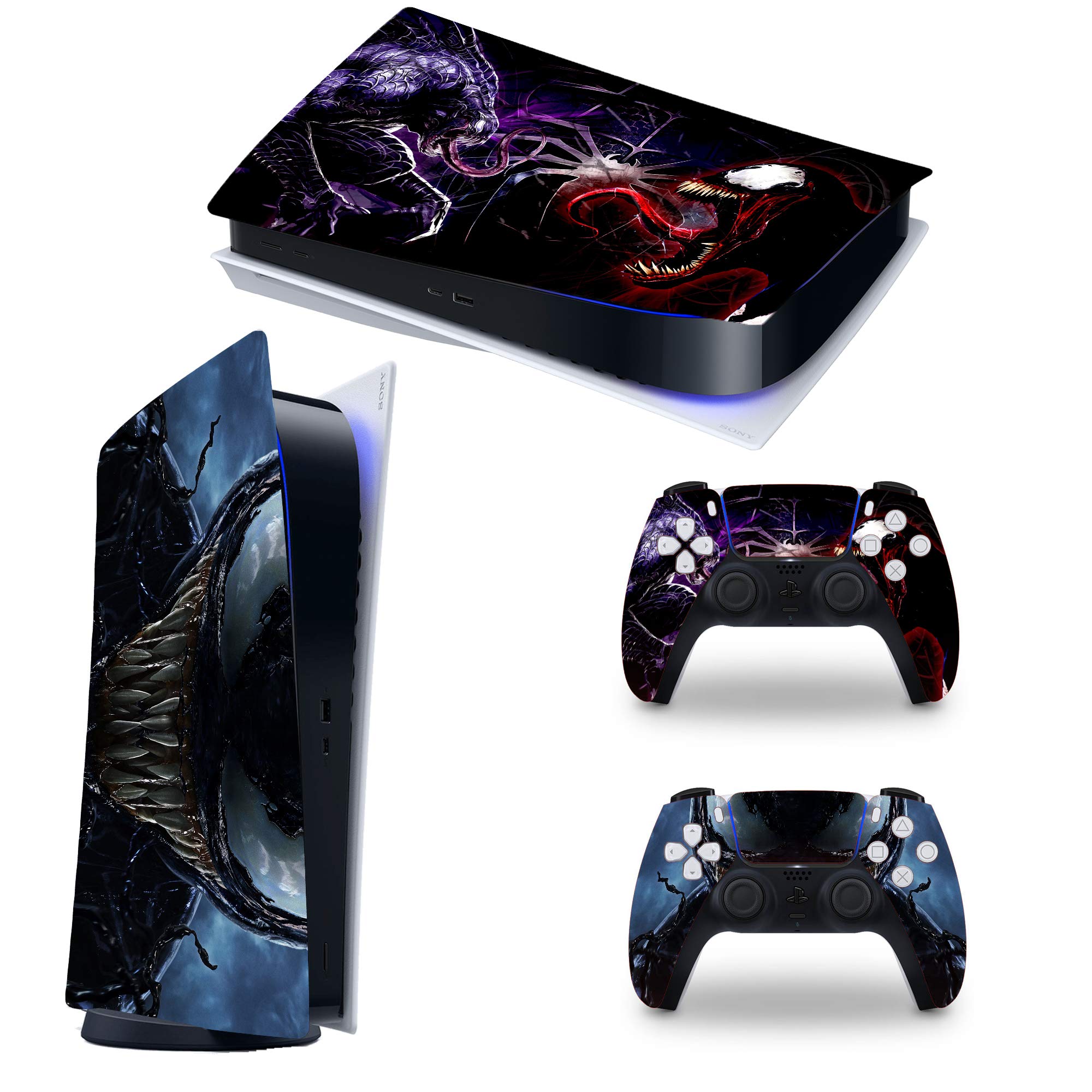 PlayStation 5 Skin Set – Black Hero - HD Printing Vinyl Skin Cover Protective for PS5 Standard Edition Console and 2 PS5 Standard Edition Controller