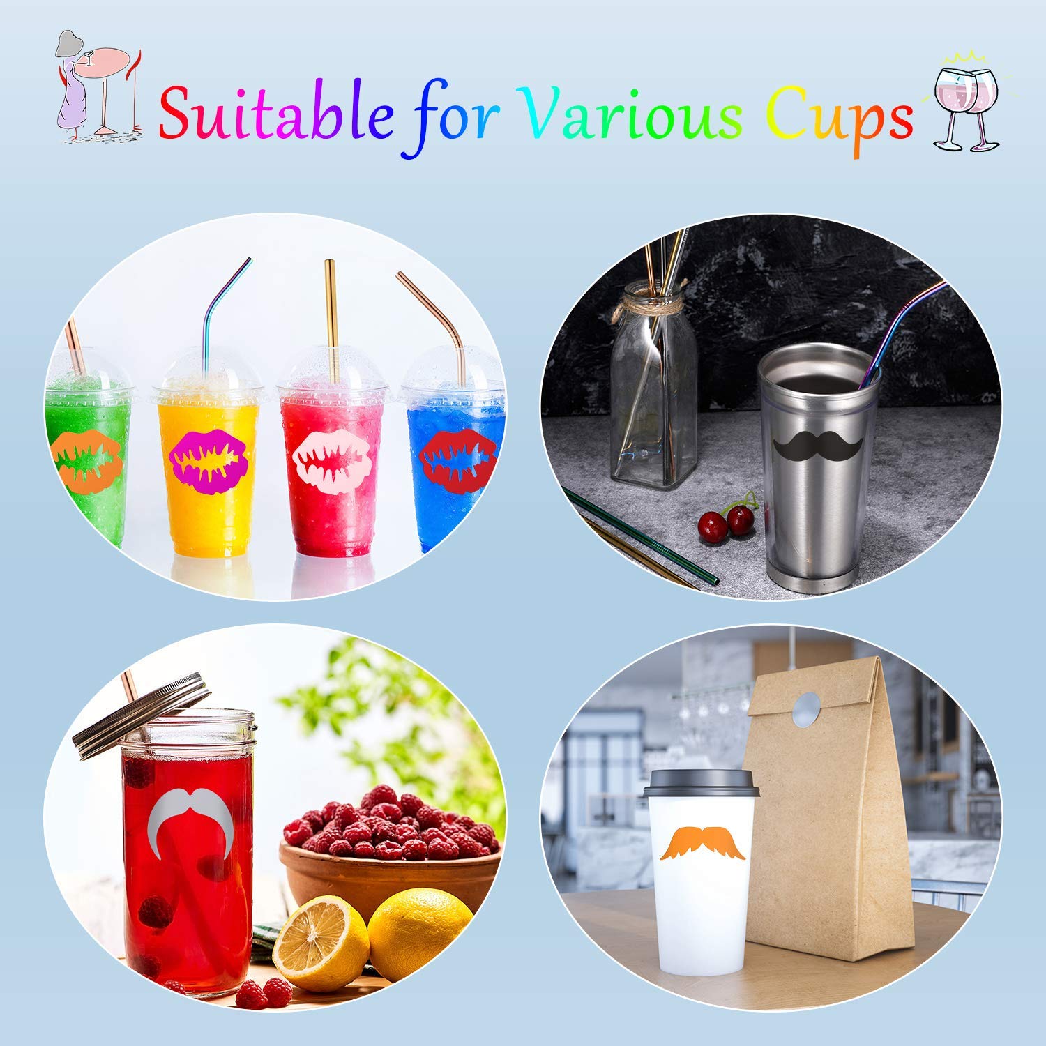 WZT 30 Pieces Silicone Drink Markers Wine Glass Markers Wine Charms Wine Glass identifier for Bar Party Family Drink Charms Multi,Dinner Parties
