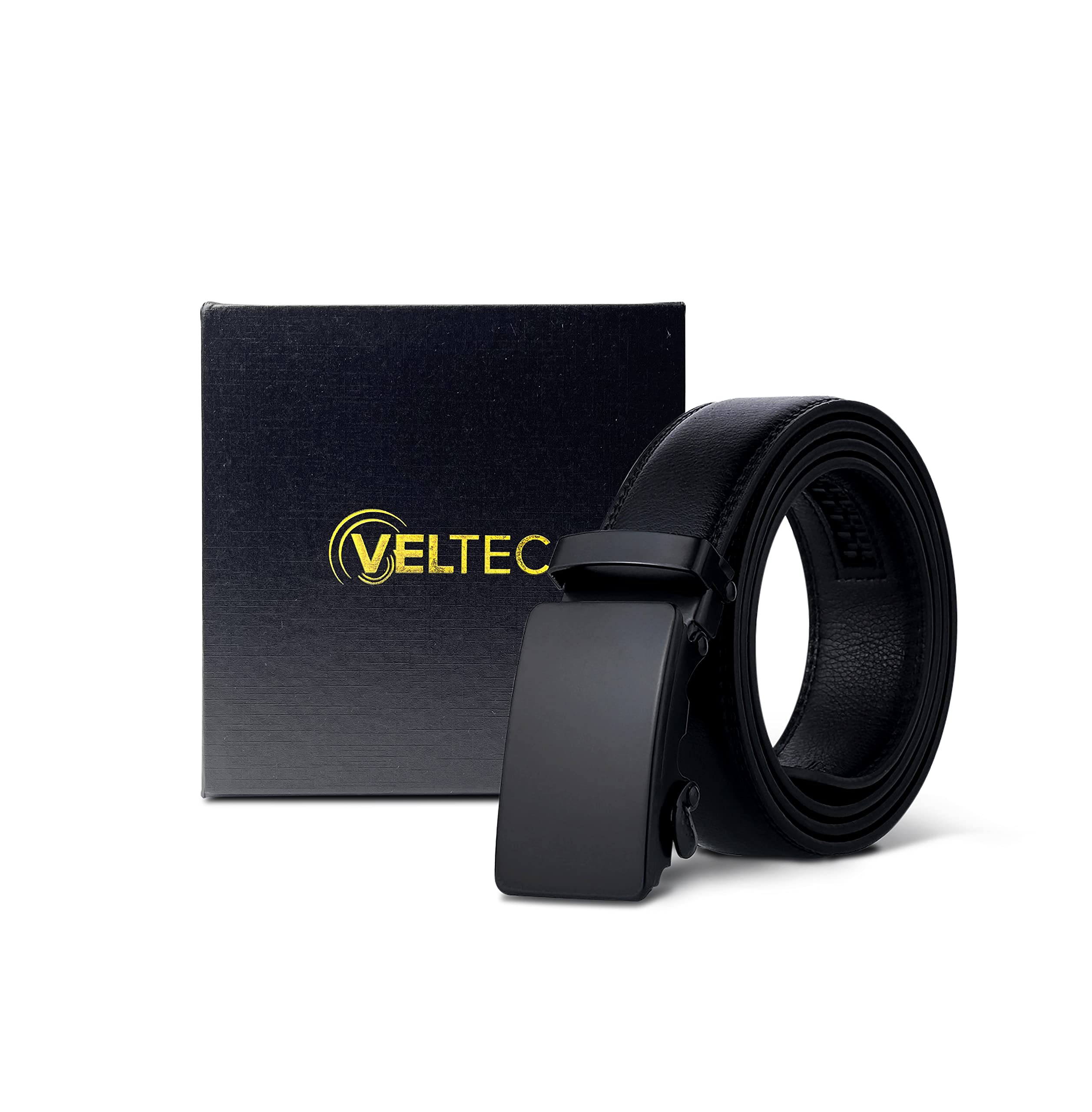 Veltec Leather Adjustable Dress Ratchet Belt for Men, Trim to Fit, Gift Box - Style 2