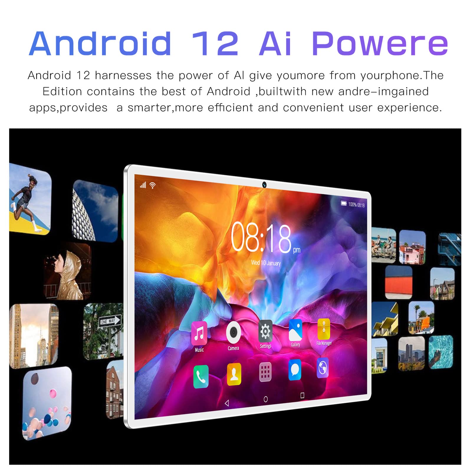 Zopsc 10.1 inch Tablet for Android 5.1 P50 5G WiFi Calling Tablet 1GB 16GB 30W 200W 1960 1080 MT6592 8 Core 8800mAh(US)